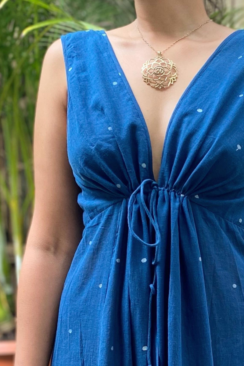 Indigo front tie dress – Paper Boat Collective | Goa | Bangalore
